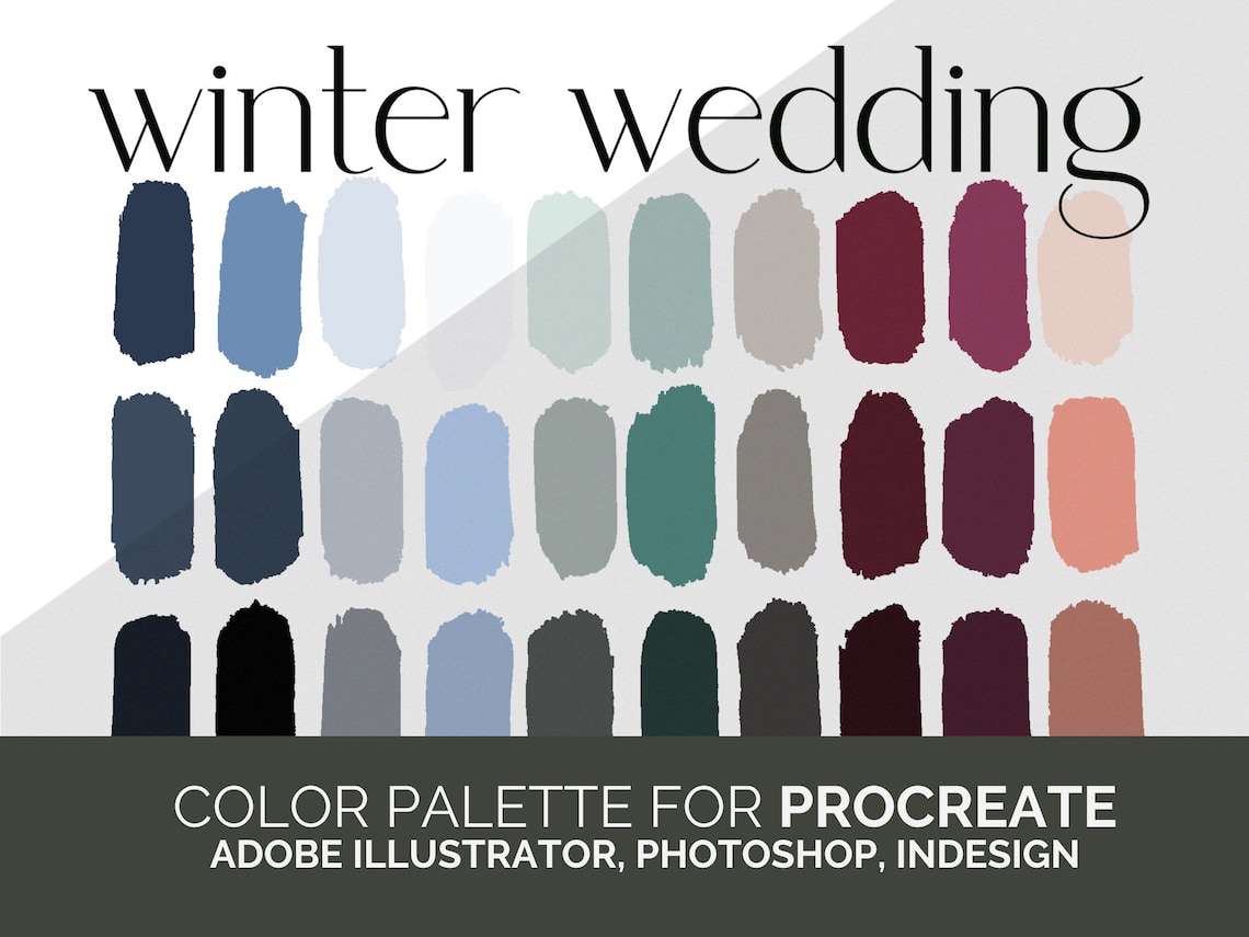 Winter Wedding Color Palette - 30 Swatches for Procreate, Adobe ...