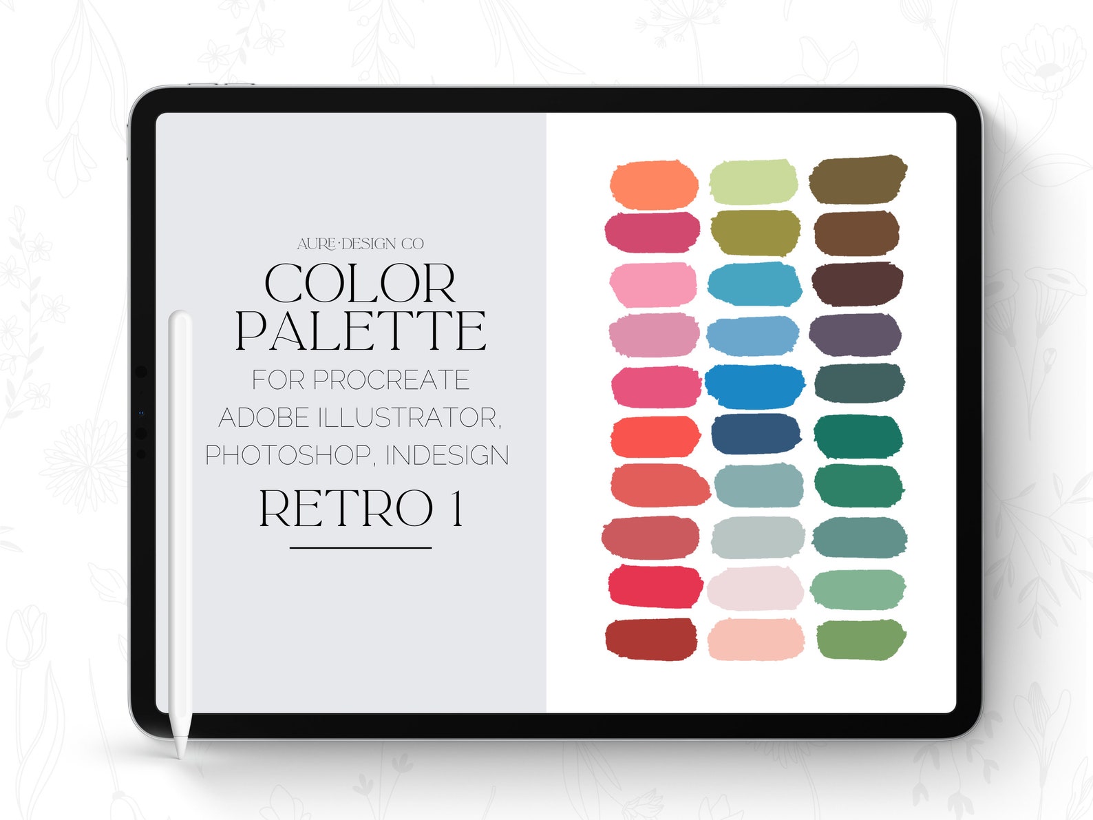 Retro Color Palette for Procreate Vintage Color Swatches for Adobe ...
