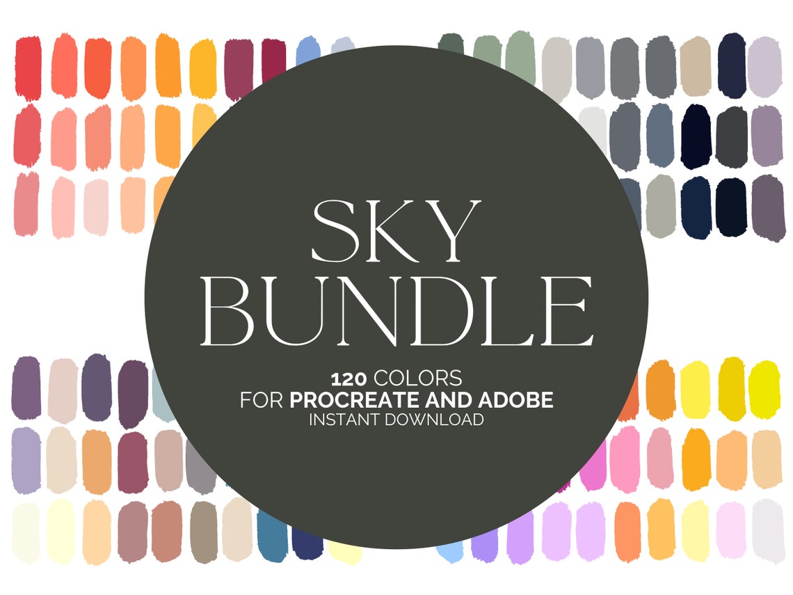 Sky Color Palette Bundle for Procreate and Adobe Sunset Colors Stormy ...