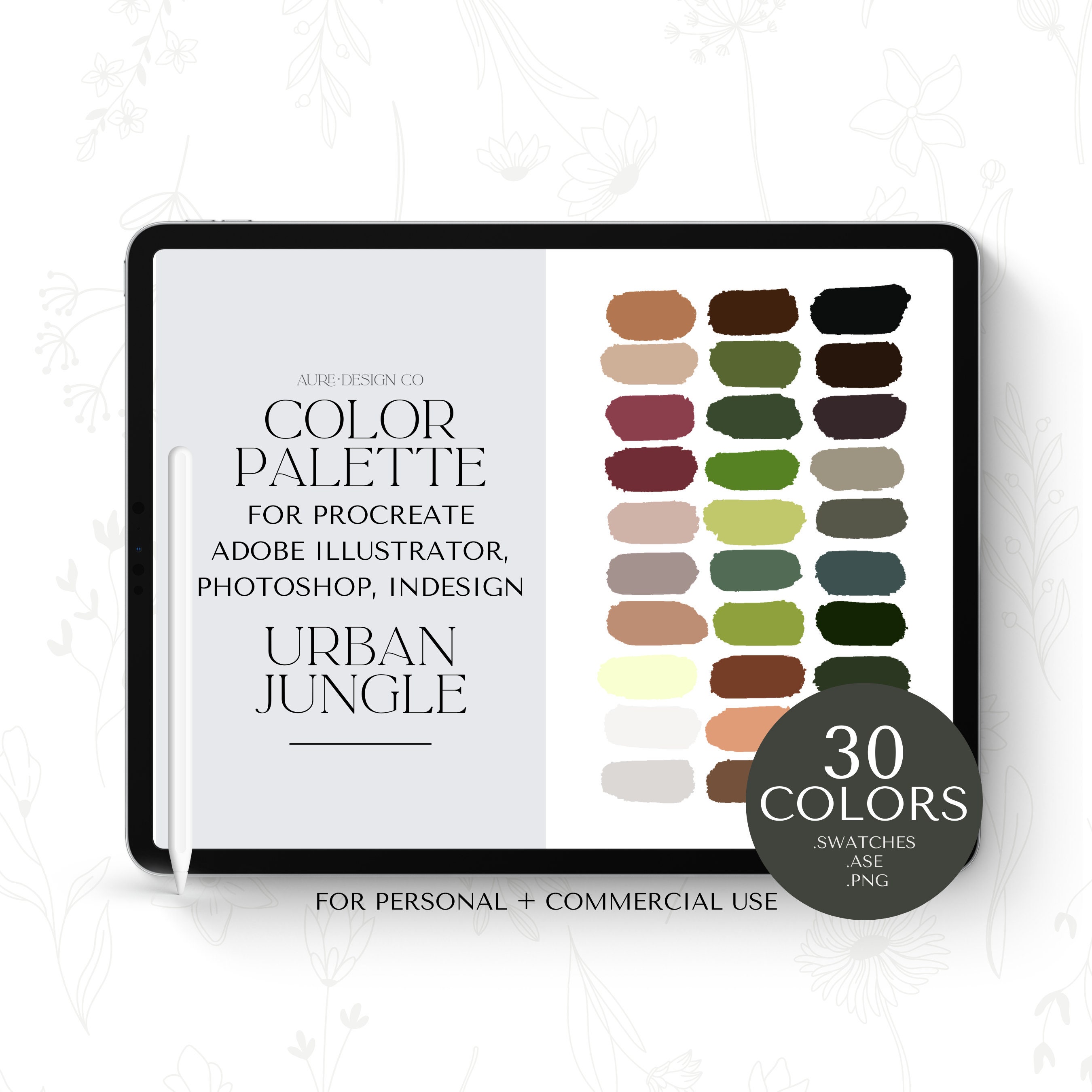 Urban Jungle Color Palette for Procreate, Adobe Illustrator, Terracotta ...
