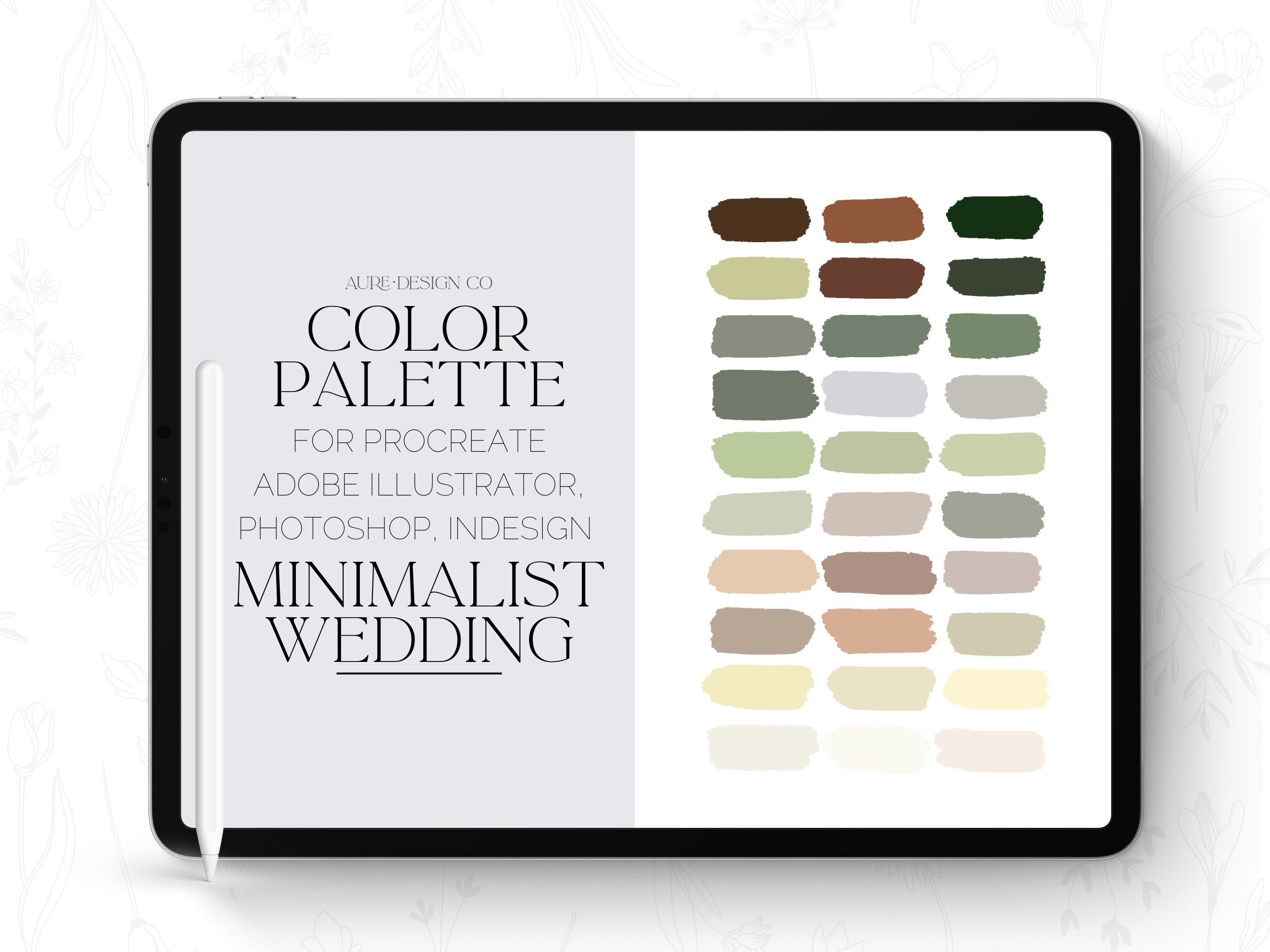 Minimal Color Palette for Procreate 30 Wedding Color Swatches Nude and ...