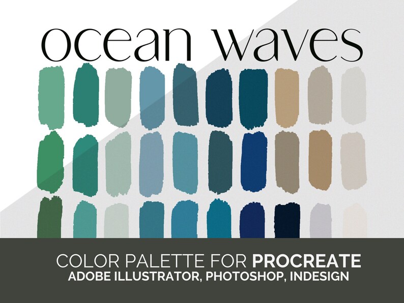 Ocean Color Palette for Procreate - 30 Swatches for Adobe Illustrator ...