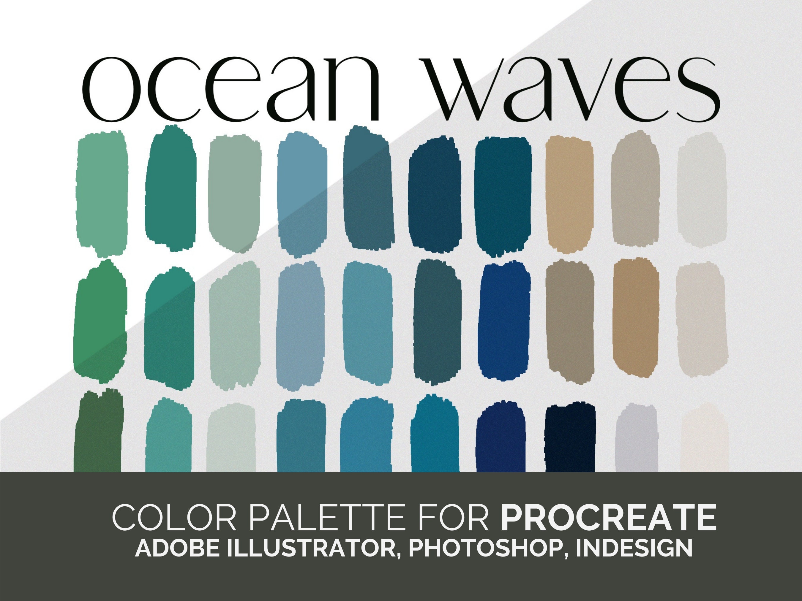 Ocean Color Palette for Procreate - 30 Swatches for Adobe Illustrator ...