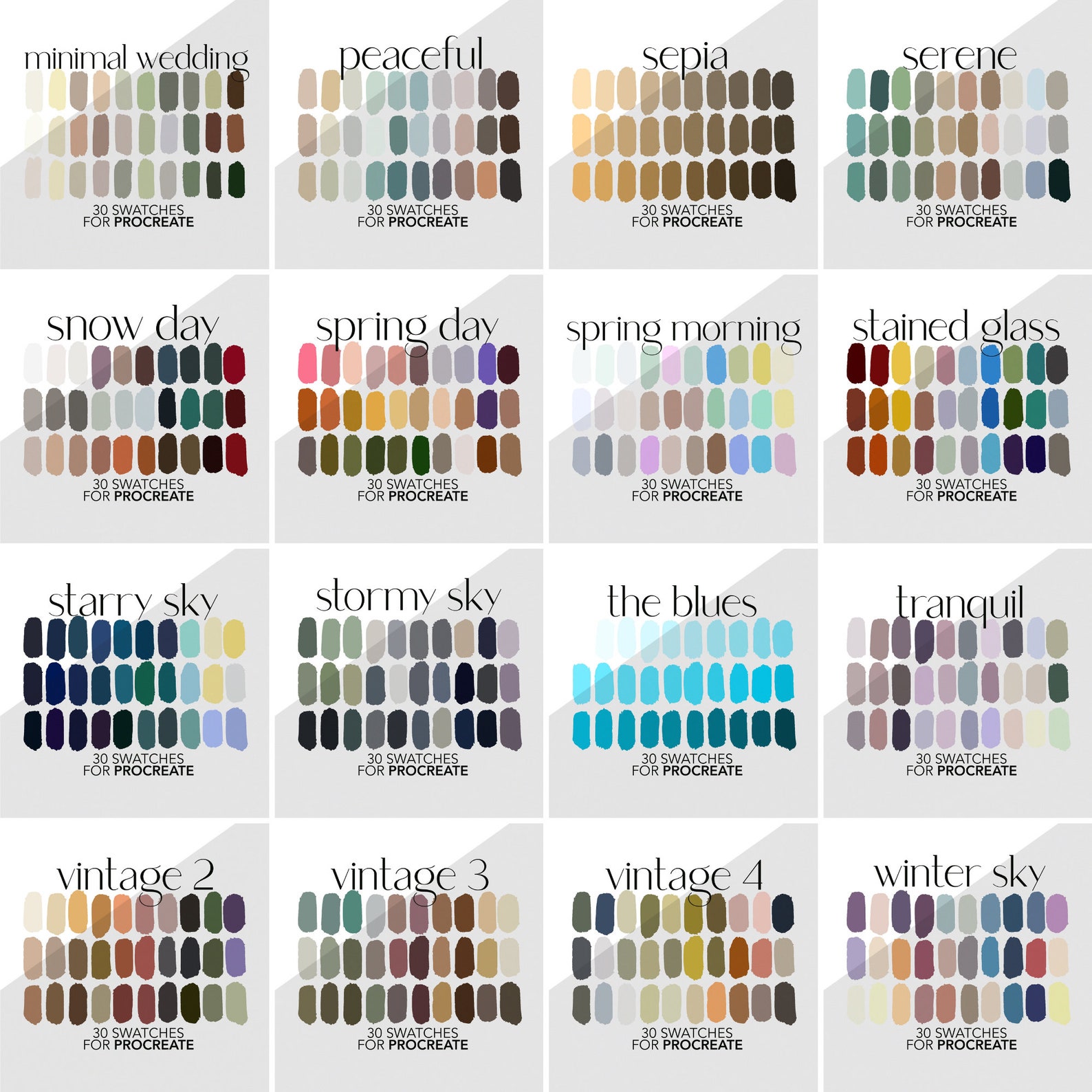 Color Palette Bundle for Procreate and Adobe - 960 Color Swatches - 32 ...
