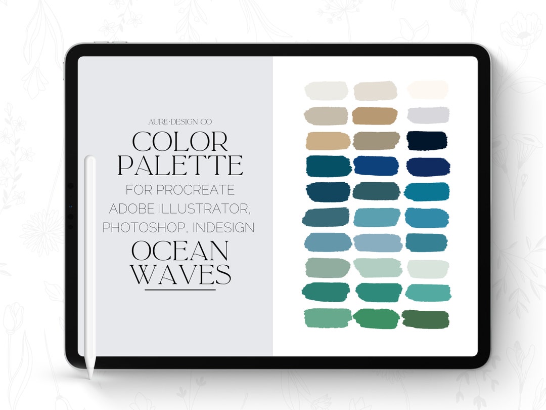 Ocean Color Palette for Procreate - 30 Swatches for Adobe Illustrator ...