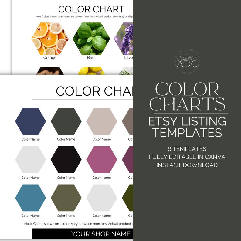Editable Canva Color Chart for Etsy Listings - Fully Customizable ...