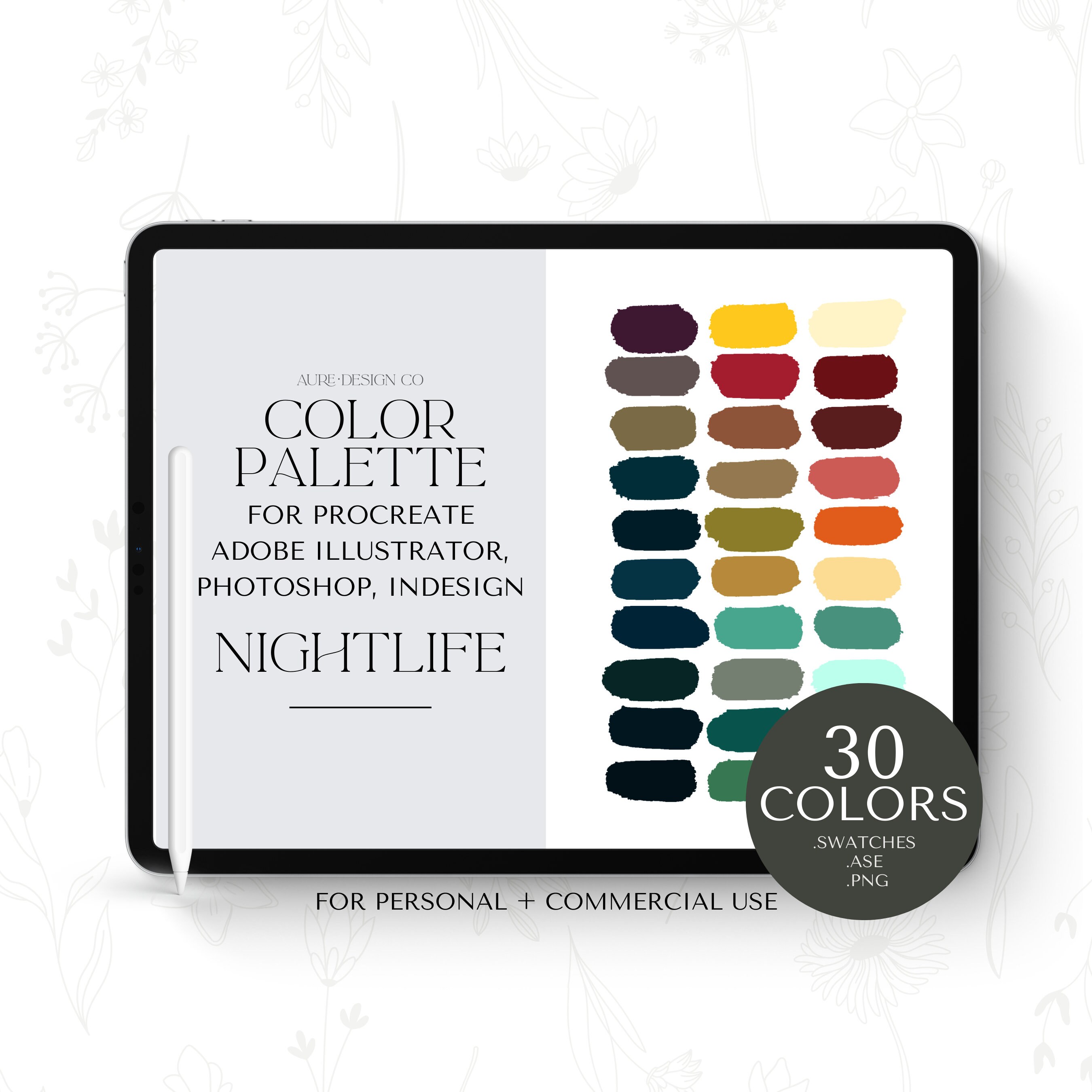 Bright Retro Color Palette for Procreate, Adobe Illustrator Swatches ...