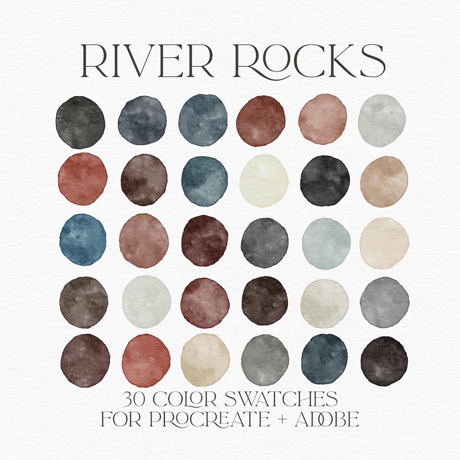 River Rocks Color Palette for Procreate, Adobe Illustrator Swatches ...