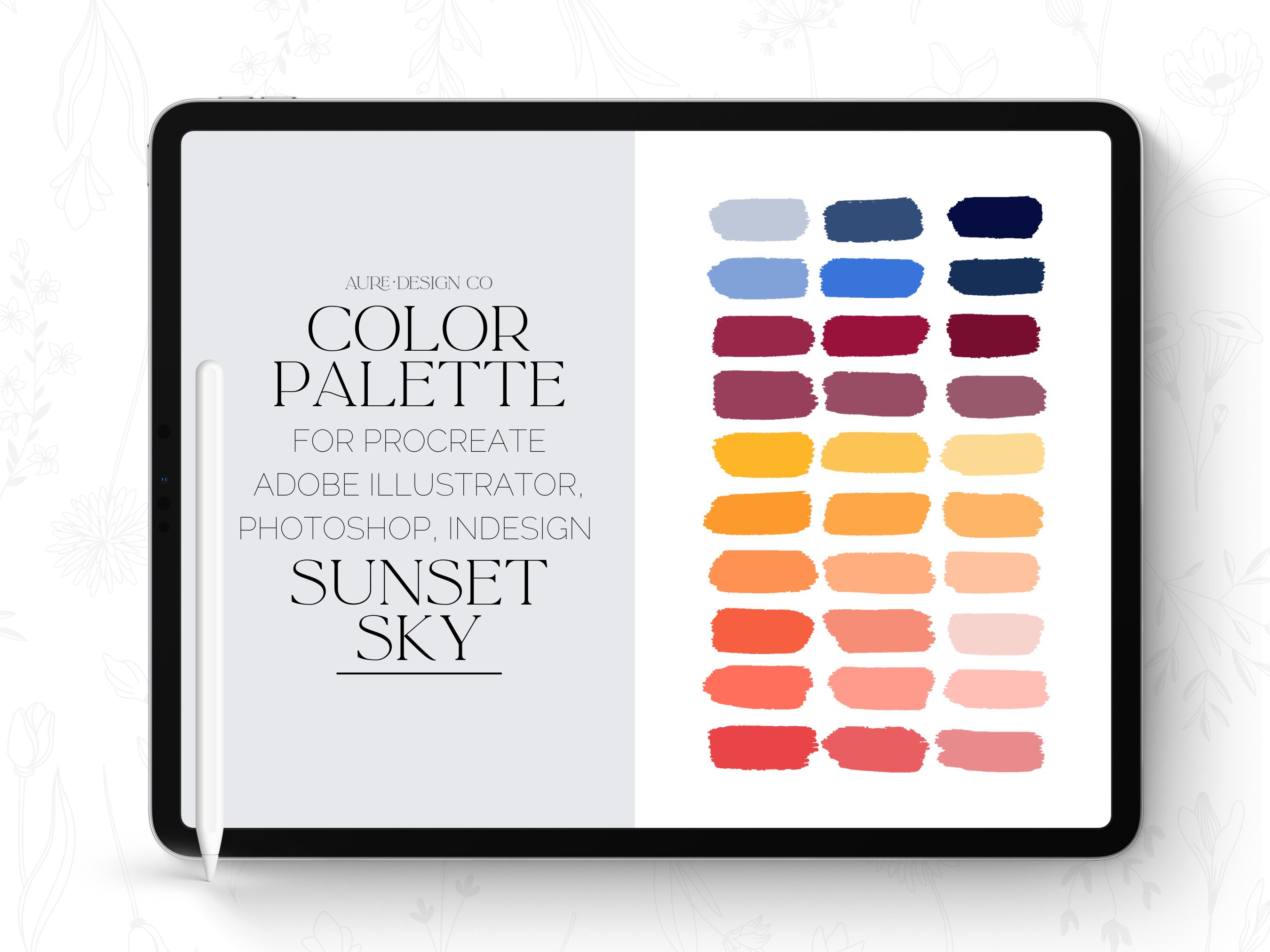 Procreate Color Palette - Sunset Sky Color Swatches for Adobe - Digital ...