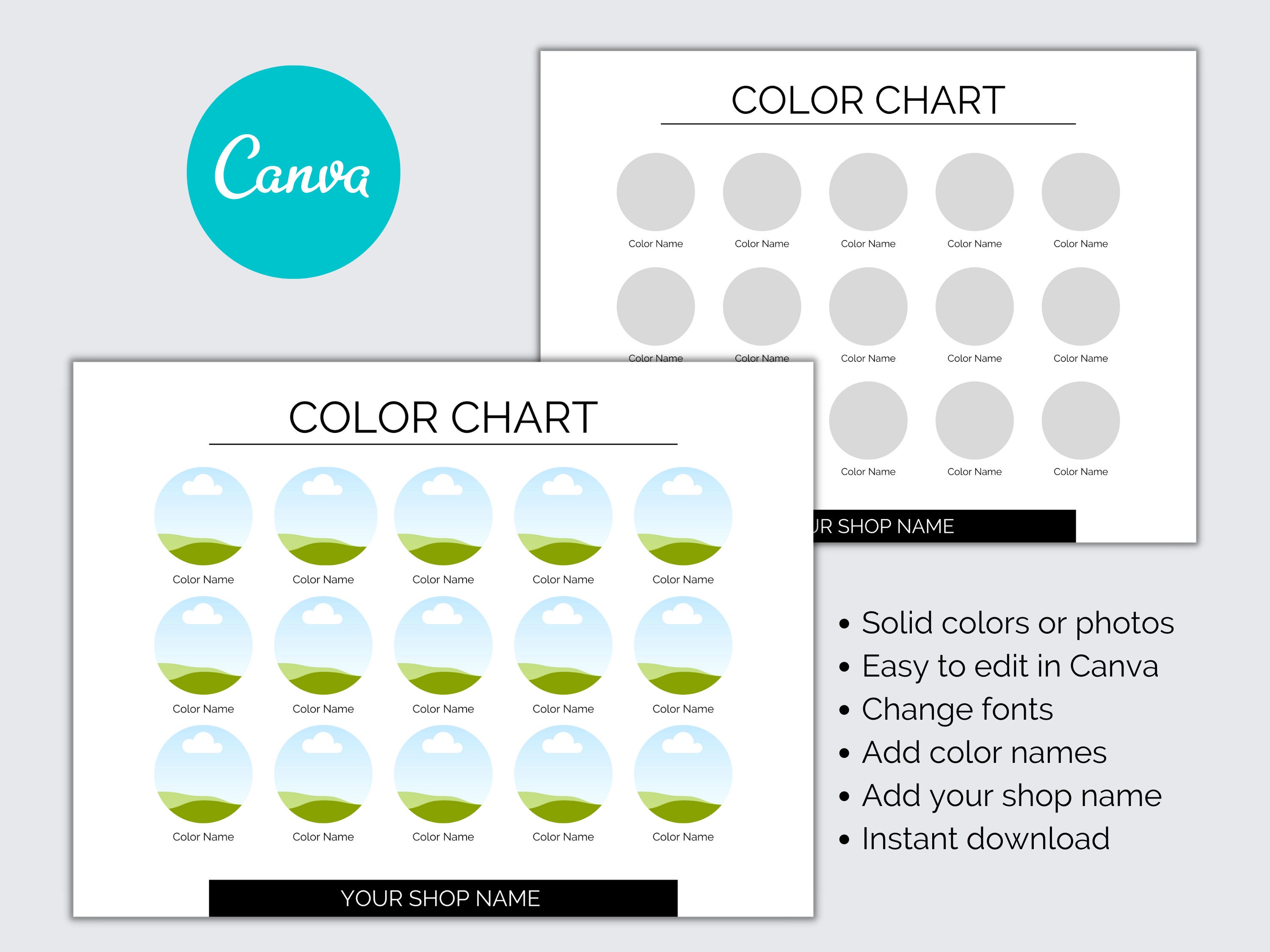Editable Color Chart for Product Listings Fully Customizable | Etsy