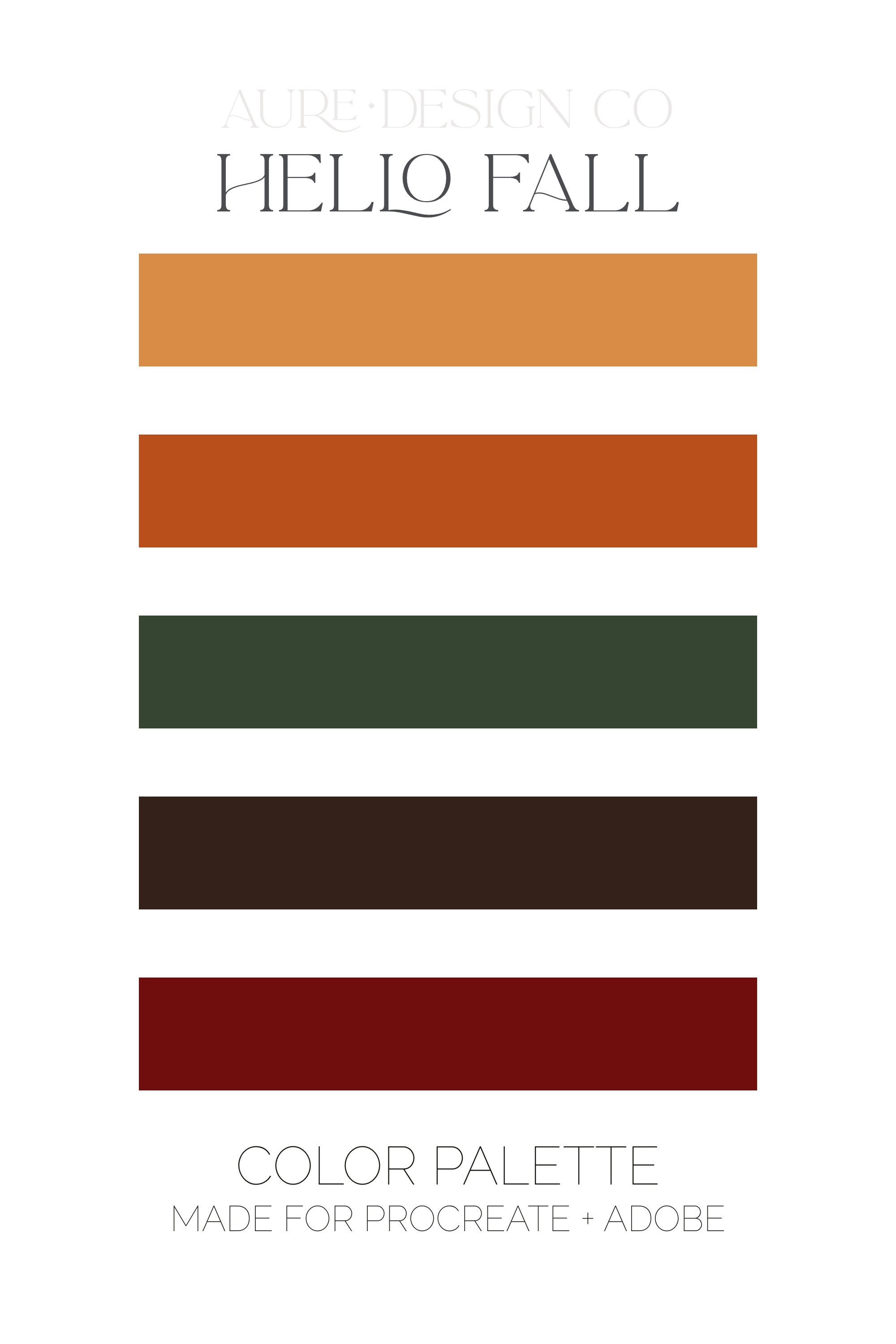 Fall Color Palette for Procreate, Autumn Color Swatches for Adobe, Warm ...