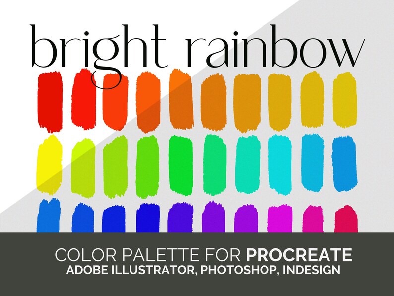 Bright Rainbow Color Palette for Procreate, Adobe Illustrator ...