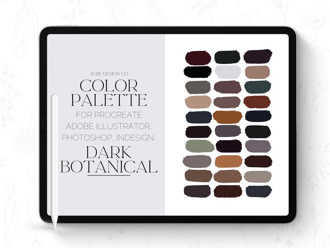 Dark Botanical Color Palette for Procreate, Adobe Illustrator ...