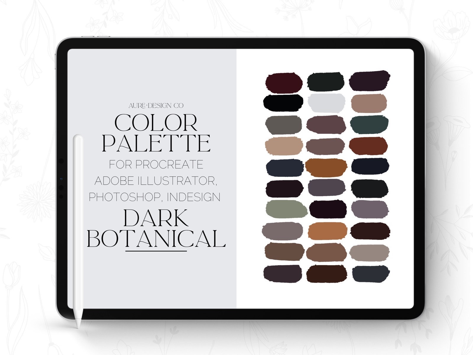 Dark Botanical Color Palette for Procreate Adobe Illustrator - Etsy
