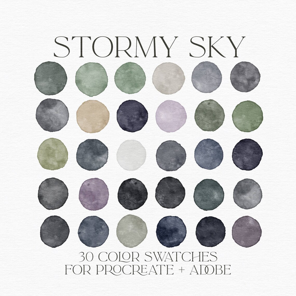 Moody Procreate Color Palette, Stormy Skies Adobe Color Palette , Grey ...