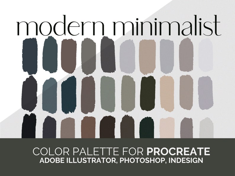 Modern Minimalist Color Palette for Procreate - 30 Color Swatches ...
