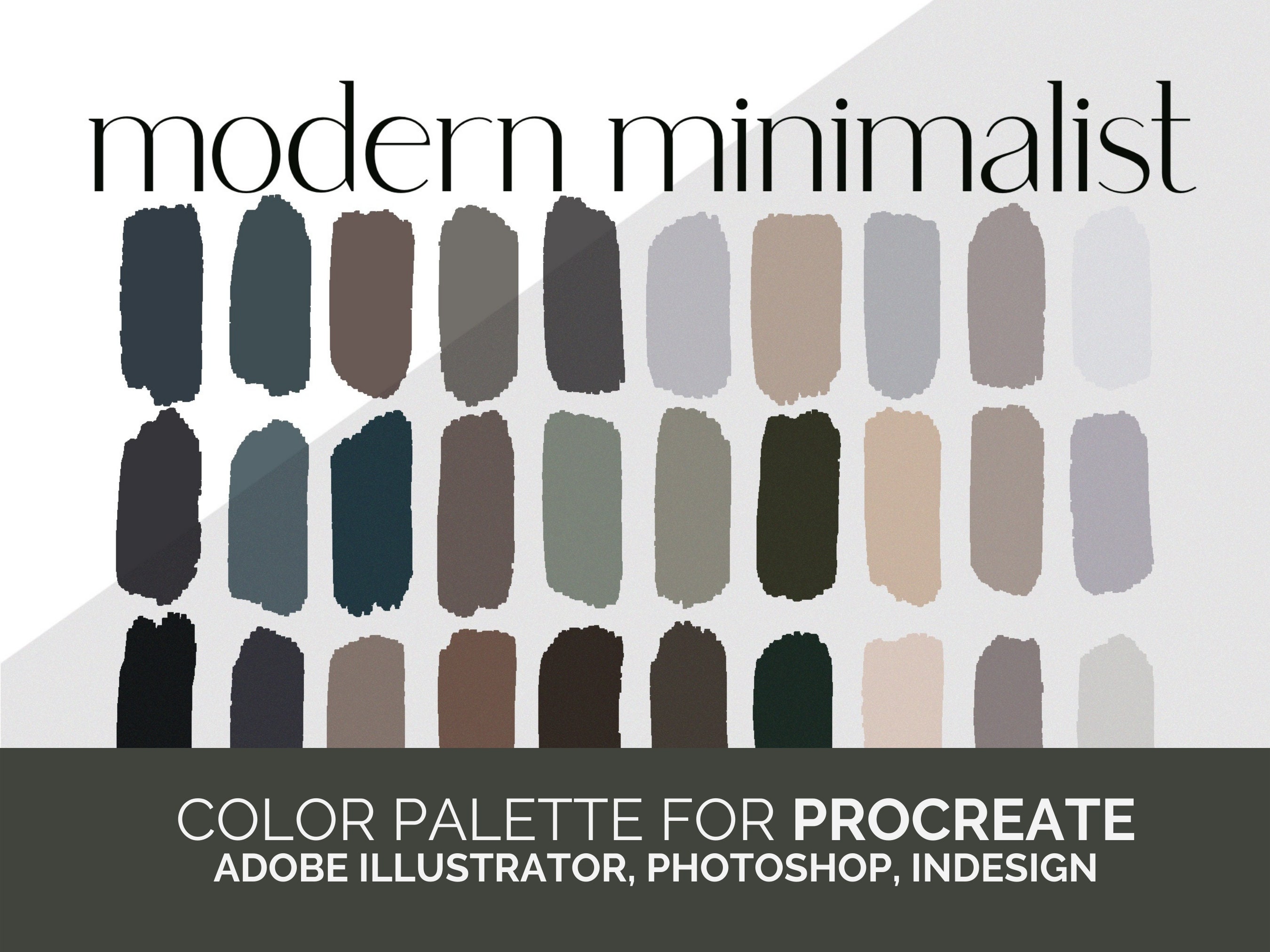 Modern Minimalist Color Palette for Procreate - 30 Color Swatches ...