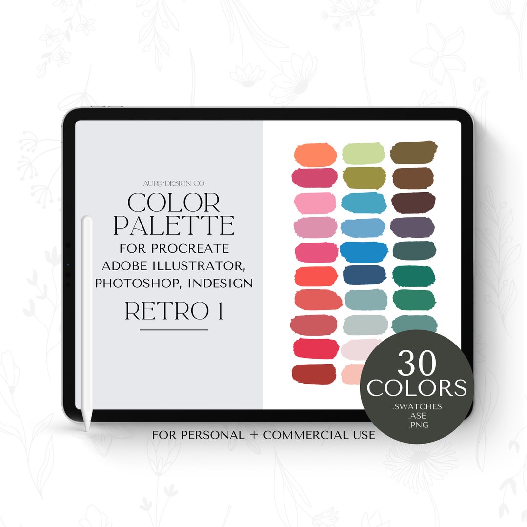 Retro Color Palette for Procreate Vintage Color Swatches for Adobe ...