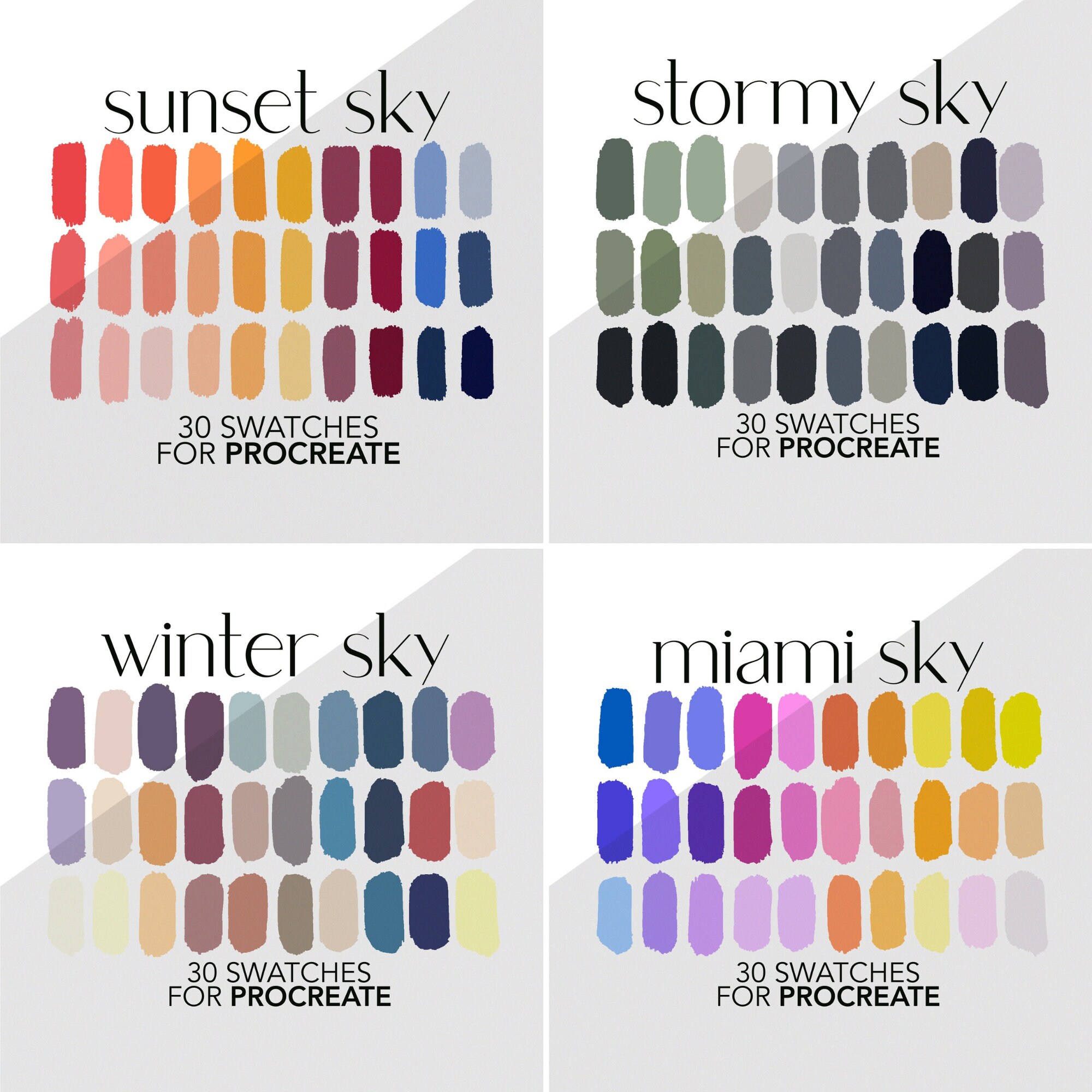 Sky Color Palette Bundle for Procreate and Adobe - Sunset Colors ...