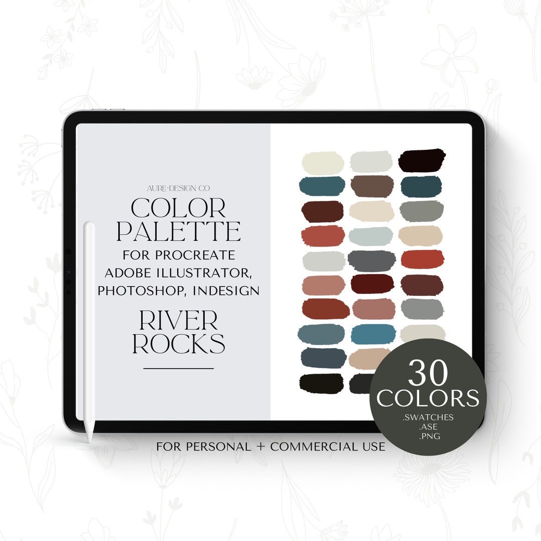 River Rocks Color Palette for Procreate, Adobe Illustrator Swatches ...