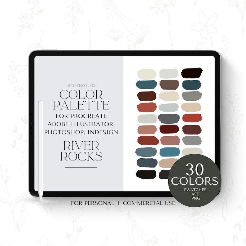 River Rocks Color Palette for Procreate, Adobe Illustrator Swatches ...