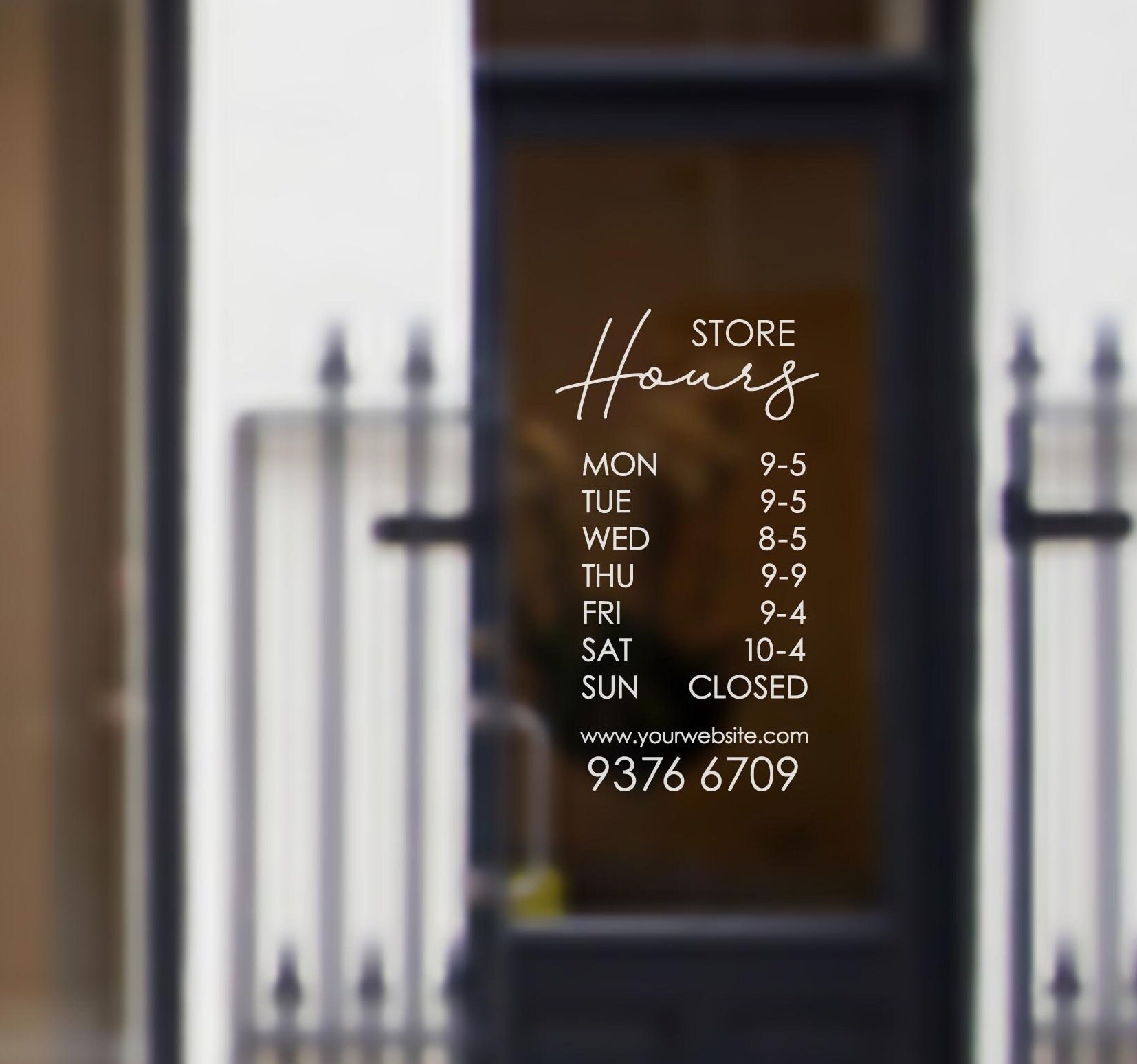 Shopfront Window Trading Hours Signage Commercial Decal Customise ...