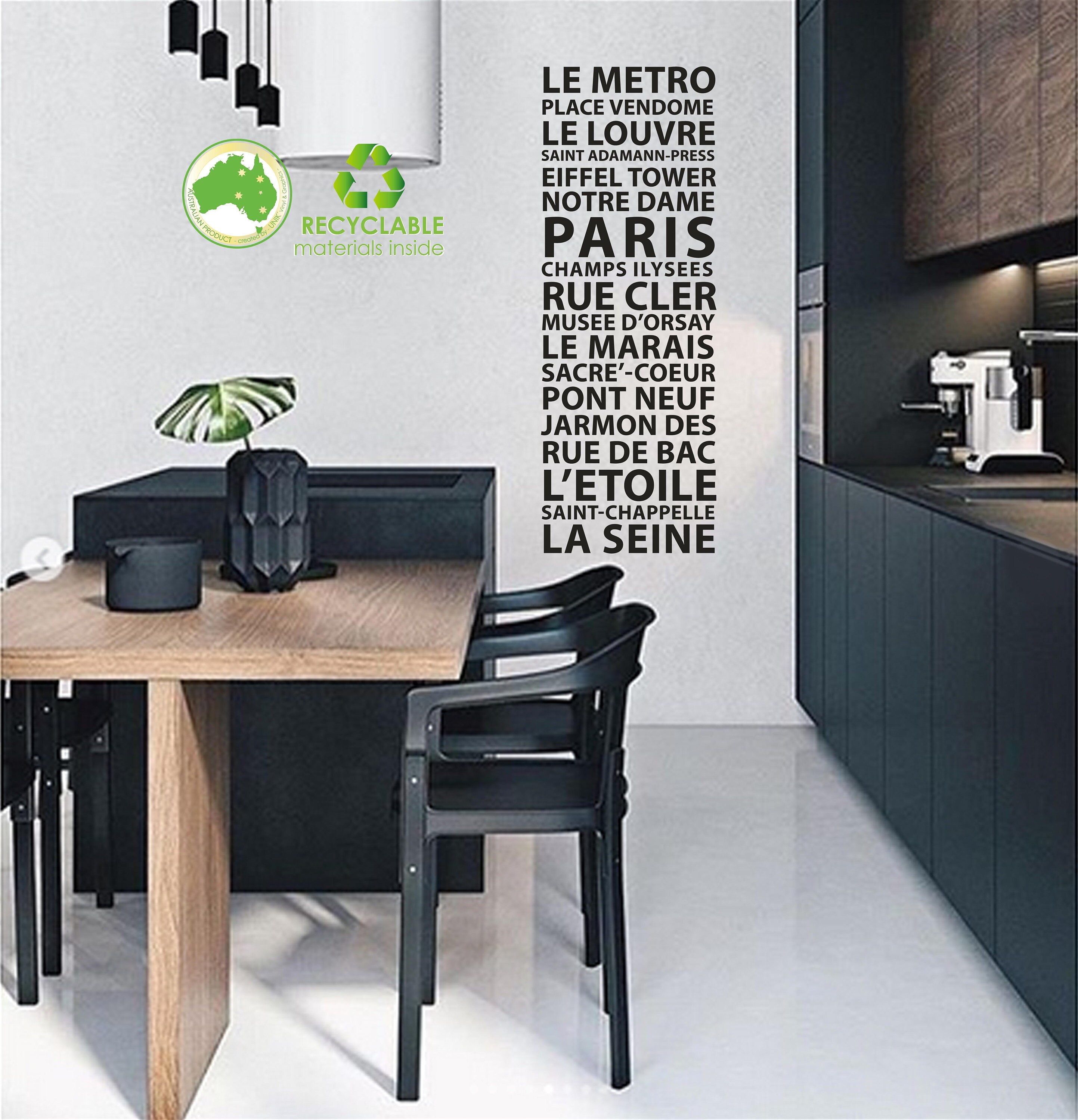 Le Metro PARIS Wall Art Vinyl Decal / Sticker Kitchen Lounge | Etsy