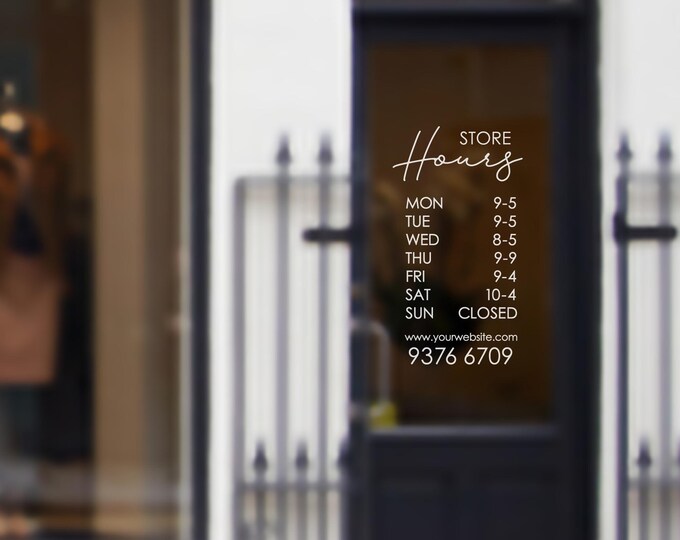 Shopfront Window Trading Hours Signage Commercial Decal - Etsy