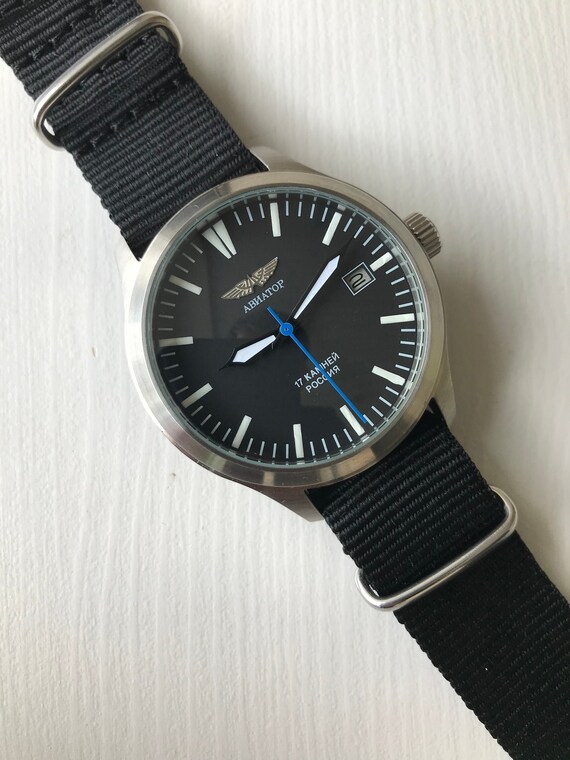 Mens mechanical vintage watch Aviator, Vintage milita… - Gem