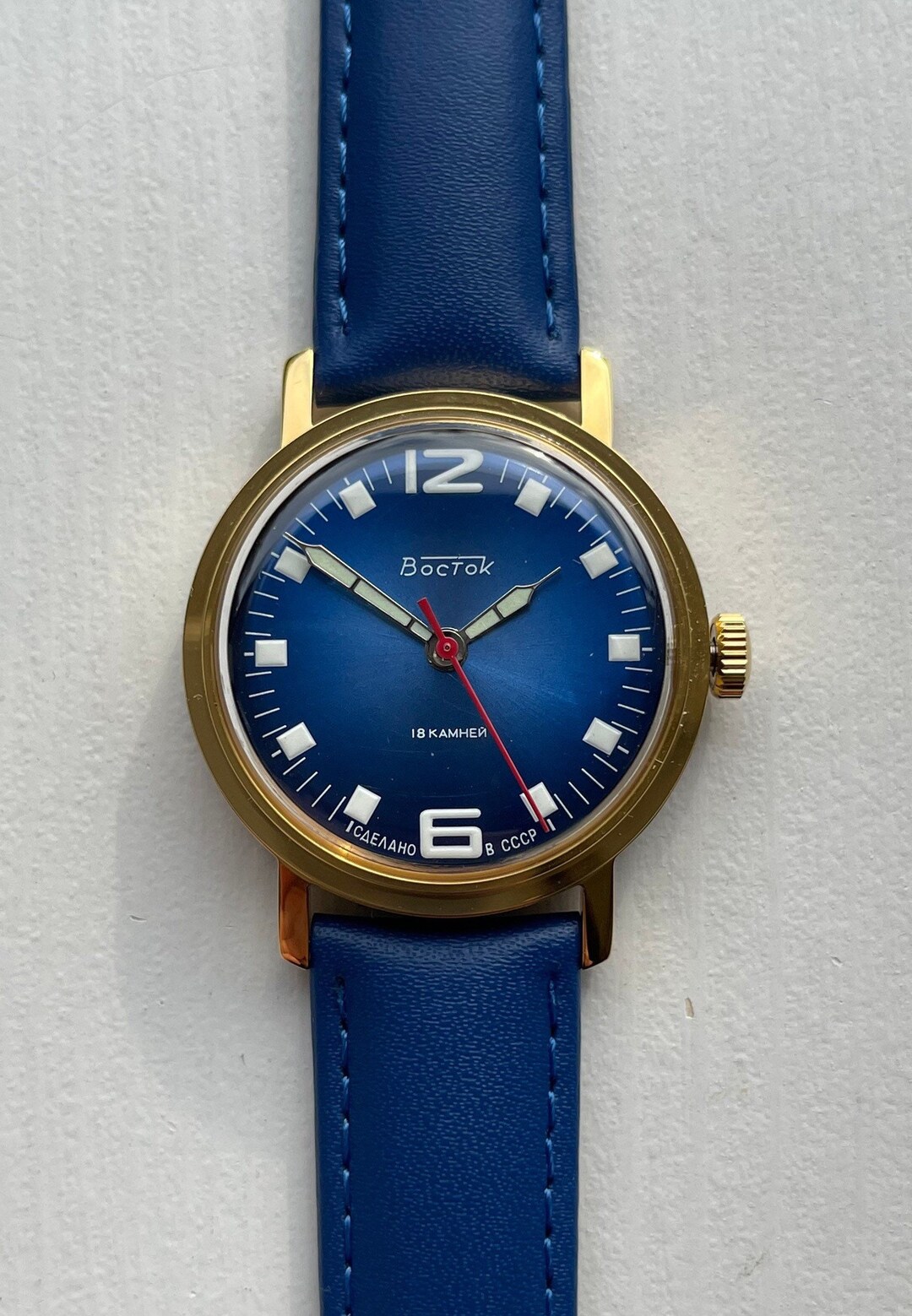 Vostok Watch, Soviet Watch, Blue Watch, Mens Vintage Watch, Gift for ...