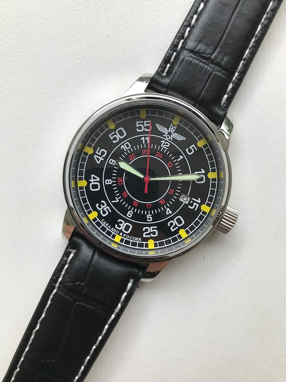 Vintage watch POLJOT Aviator, soviet military pilot w… - Gem