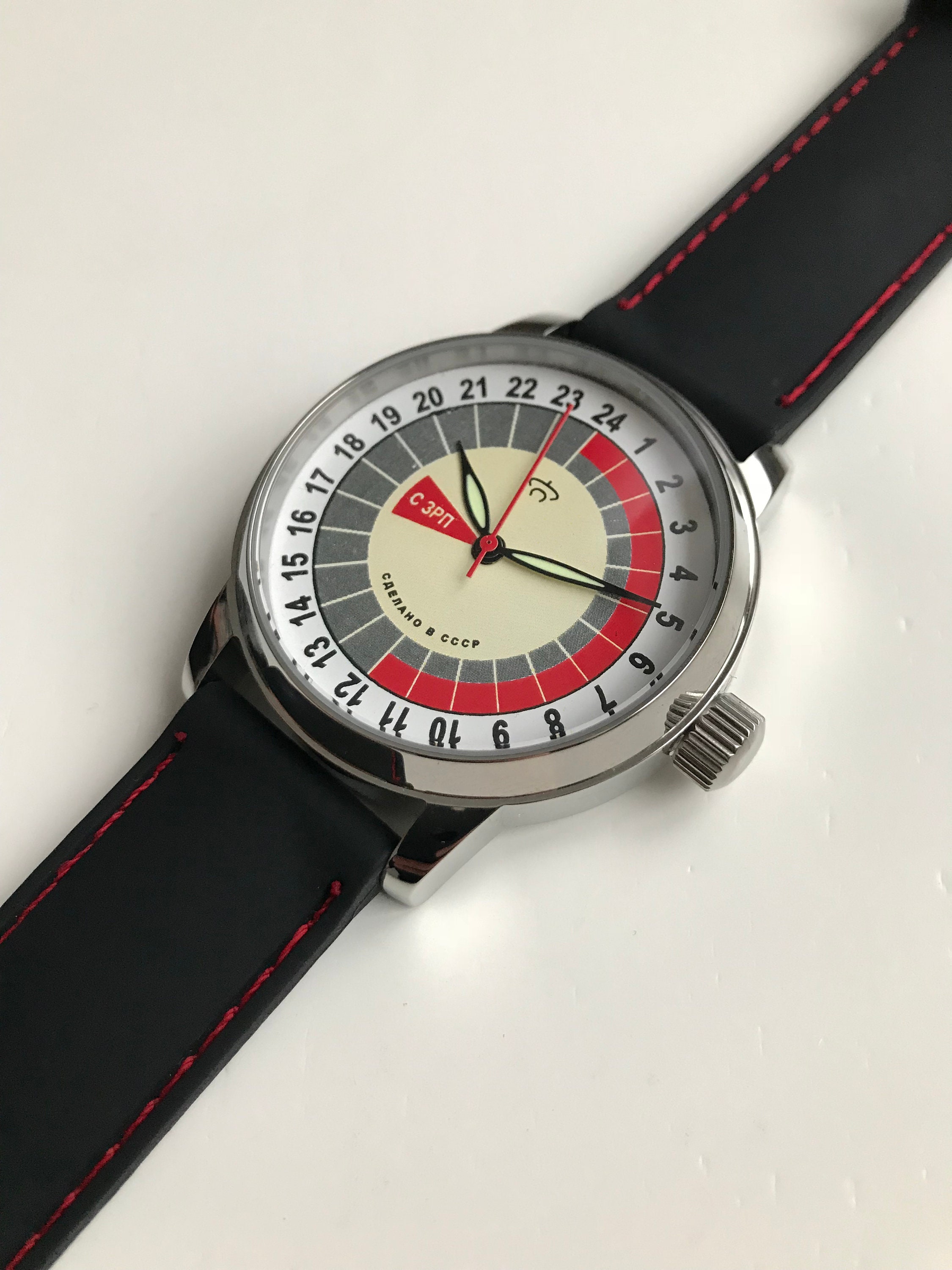 Soviet Wrist Watch 24 Hour Dial Watch Raketa 24 Watch | Etsy