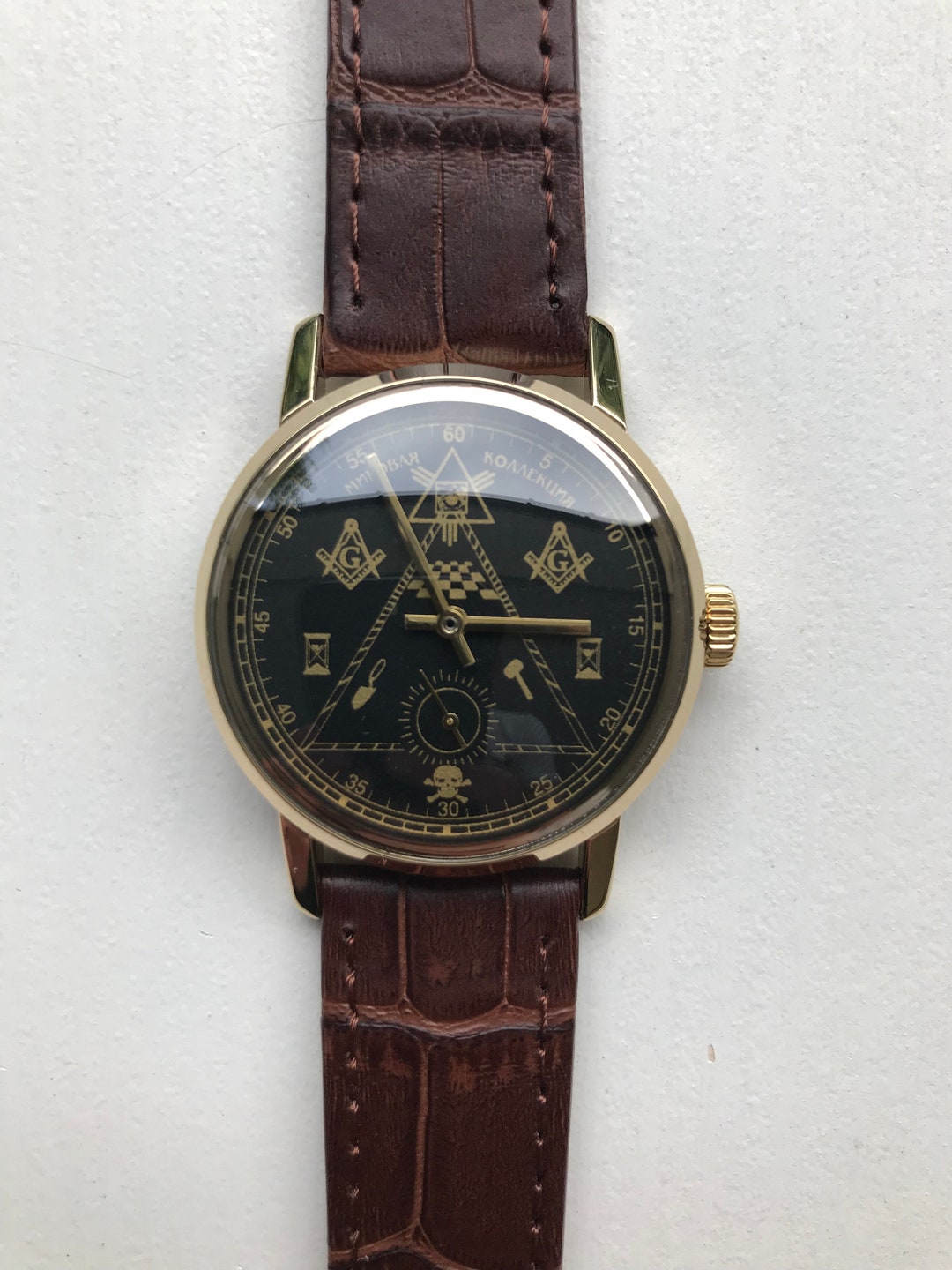 Soviet Mechanical POBEDA MASONIC Watch, Vintage Mens Watches, Gift for ...