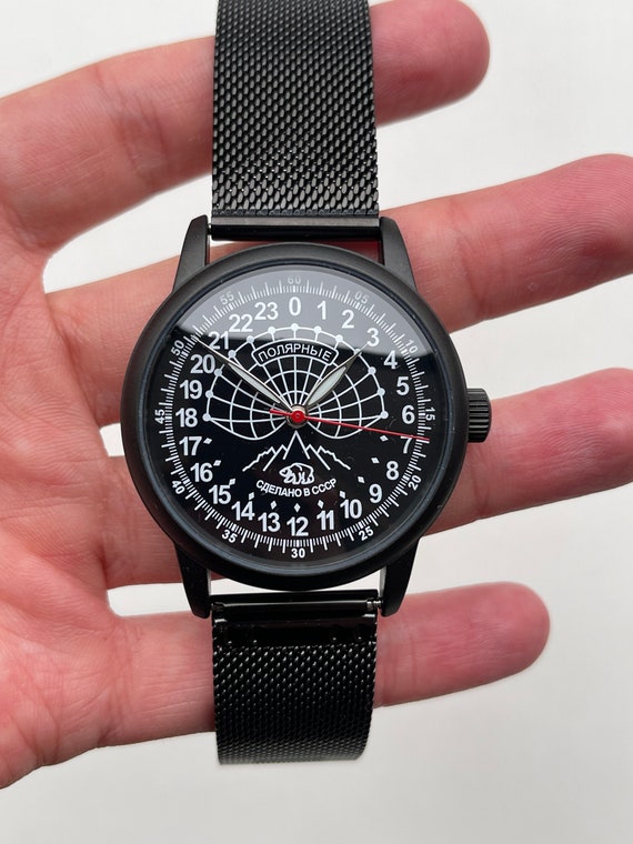Rare Polar 24 hour dial black watch, Vintage man 24h … - Gem