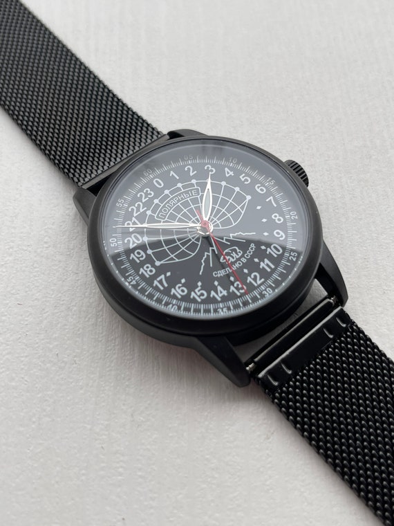 Rare Polar 24 hour dial black watch, Vintage man 24h … - Gem
