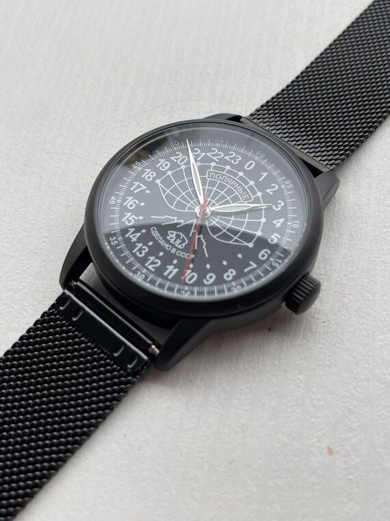 Rare Polar 24 hour dial black watch, Vintage man 24h … - Gem