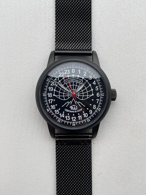 Rare Polar 24 hour dial black watch, Vintage man 24h … - Gem