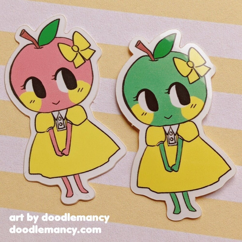Tiny Apple Girl Sticker - Etsy
