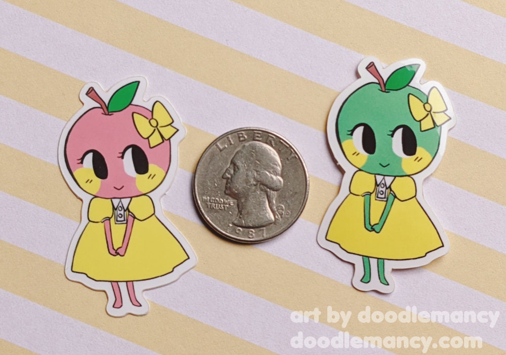 Tiny Apple Girl Sticker - Etsy
