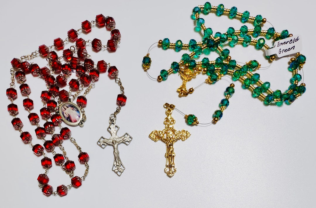 Catholic Glass Beaded Rosaries: Ruby Red Rosary With Silver Crucifix ...
