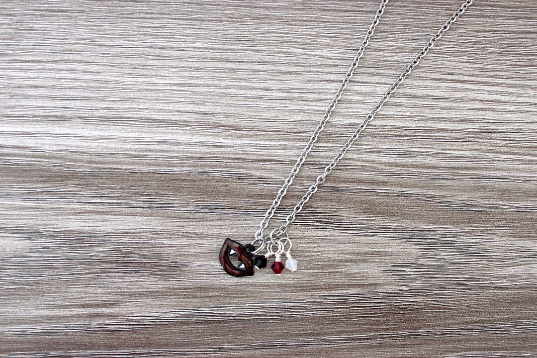 Enamel Vampire Teeth Charm & Swarovski Crystal 18" Stainless Steel ...