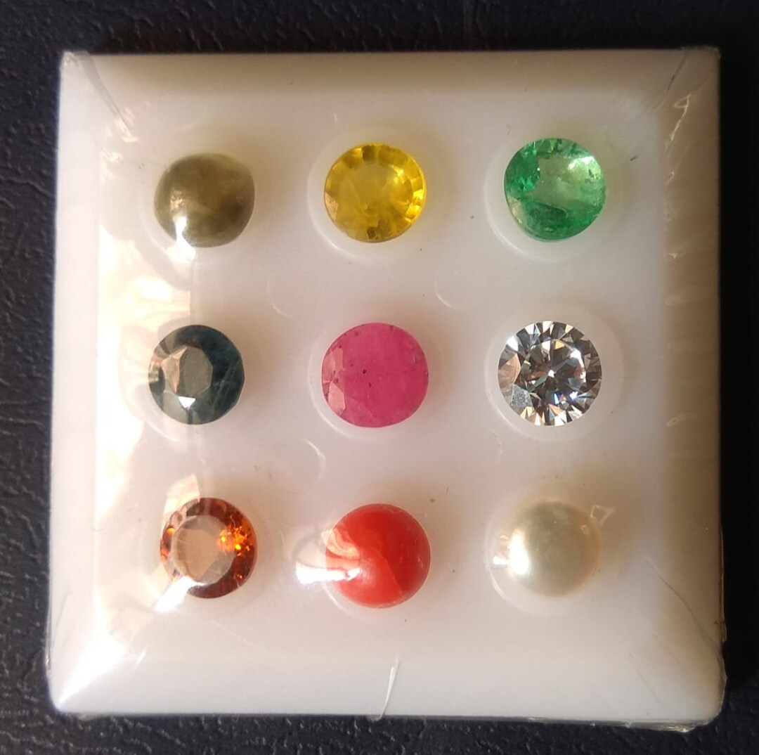 Natural Navratna Gemstone Set: Round Calibrated Jewelry Making Stones ...