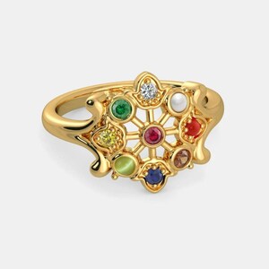 Natural Certified Navratna 9 Nine Gemstone Ring in Panchdhatu Gold ...