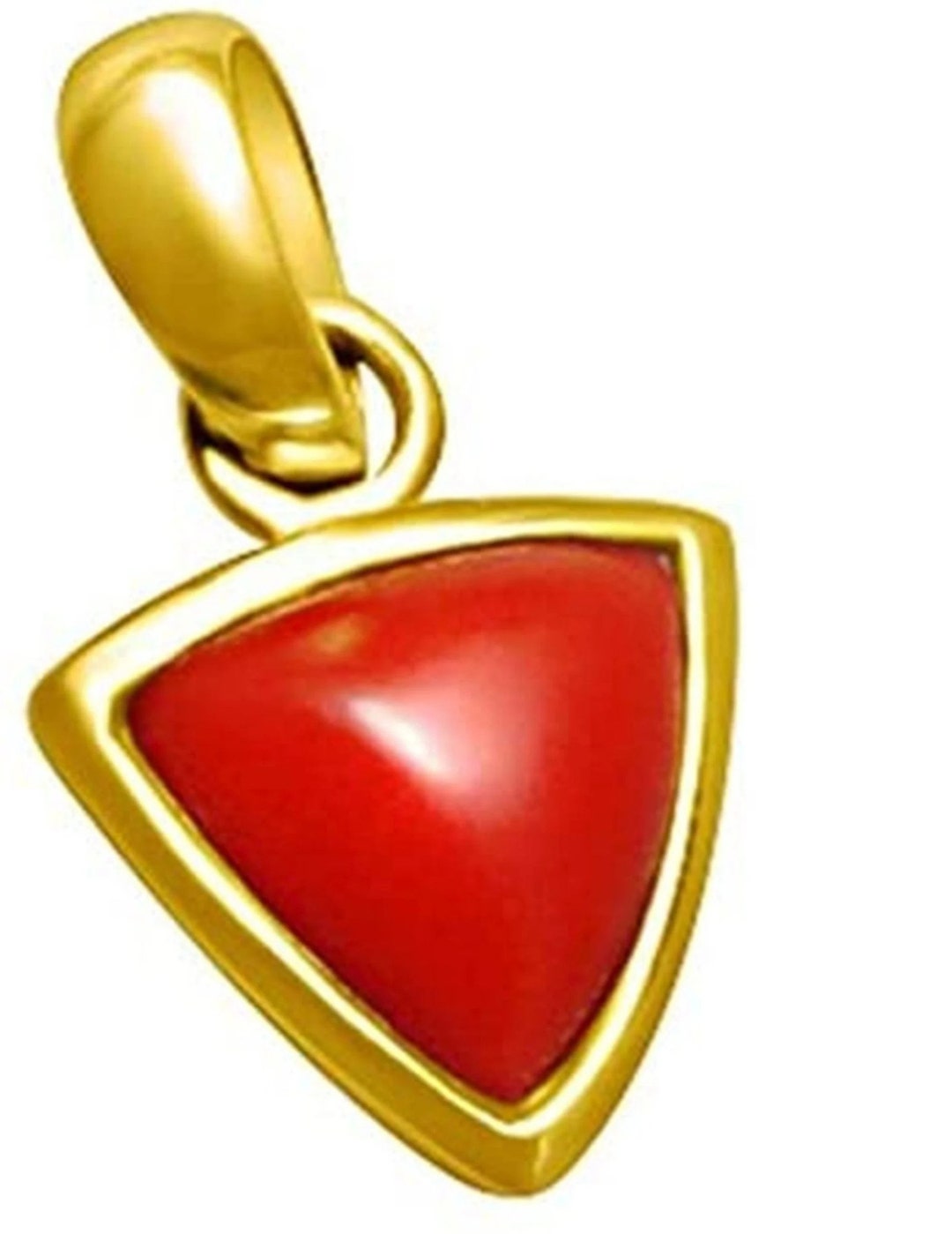 Natural Certified Red Coral/moonga 4.00 - 11.00 Ct. Gemstone Unisex Pendant in Panchadhatu ...