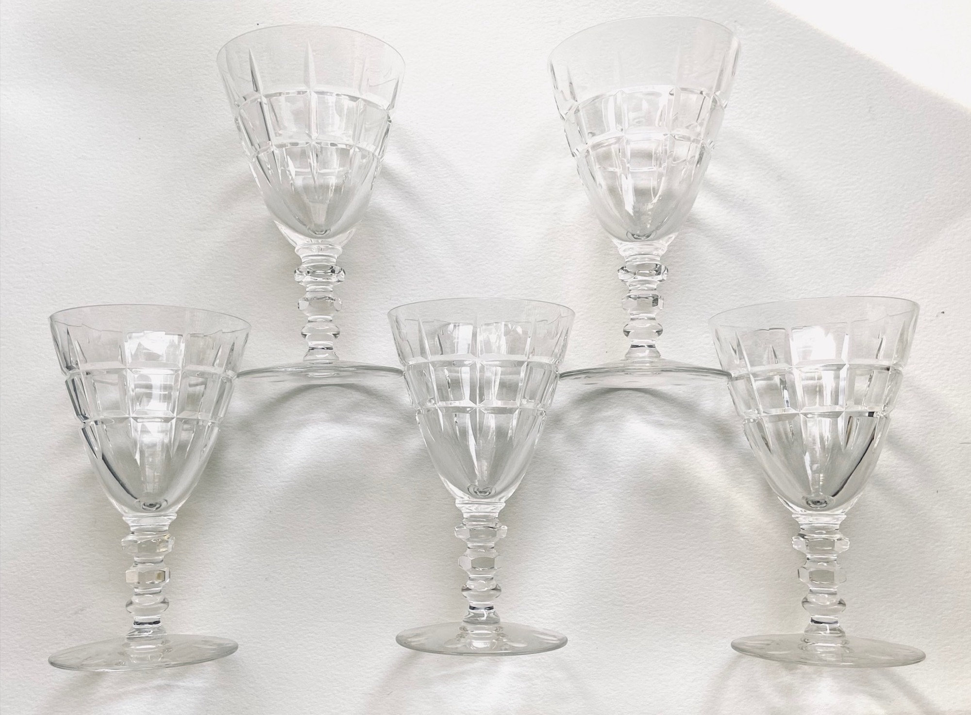 Claret Wine Regina Seneca Cut Crystal Glasses, Clear Stem, Set of Five ...