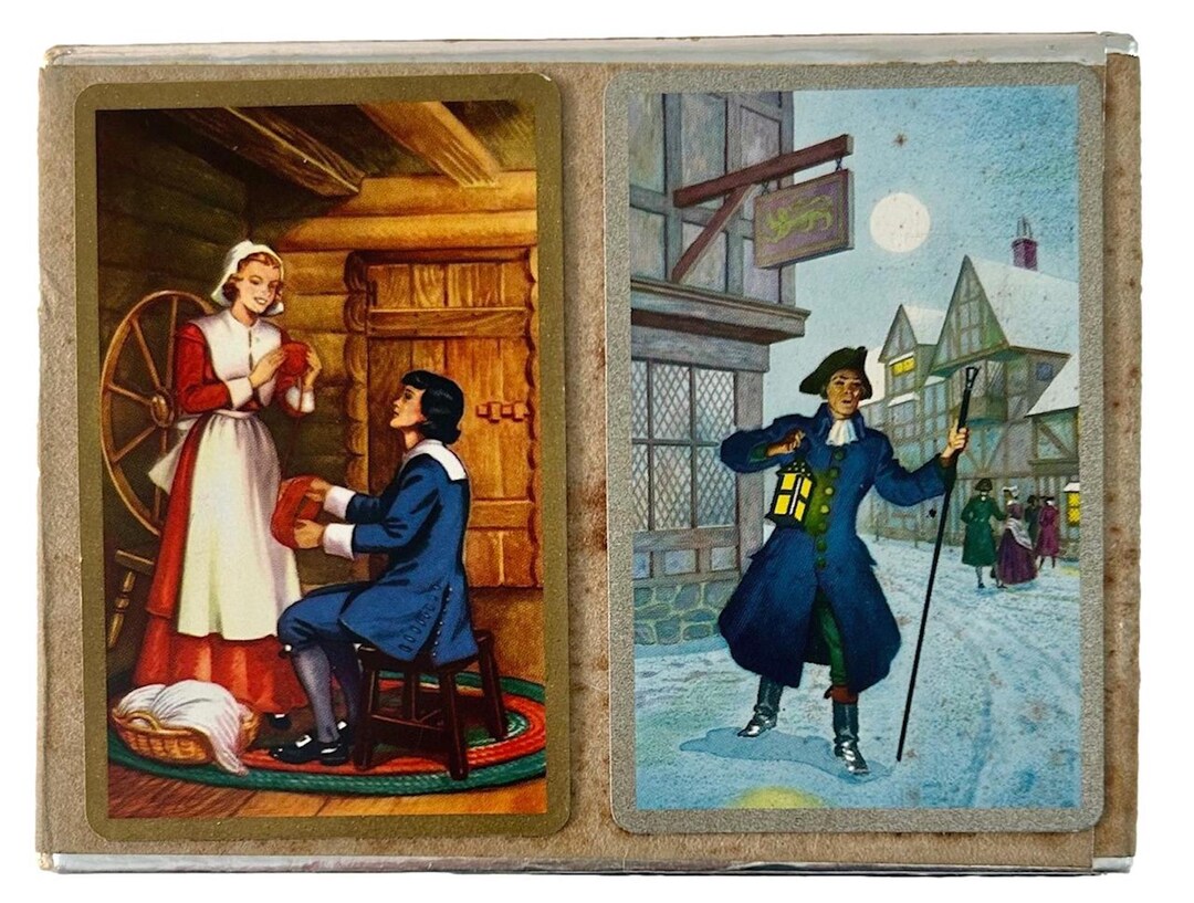 Congress 606 Playing Cards, 2-decks, Colonial Era Artwork, 1950s, Gold ...