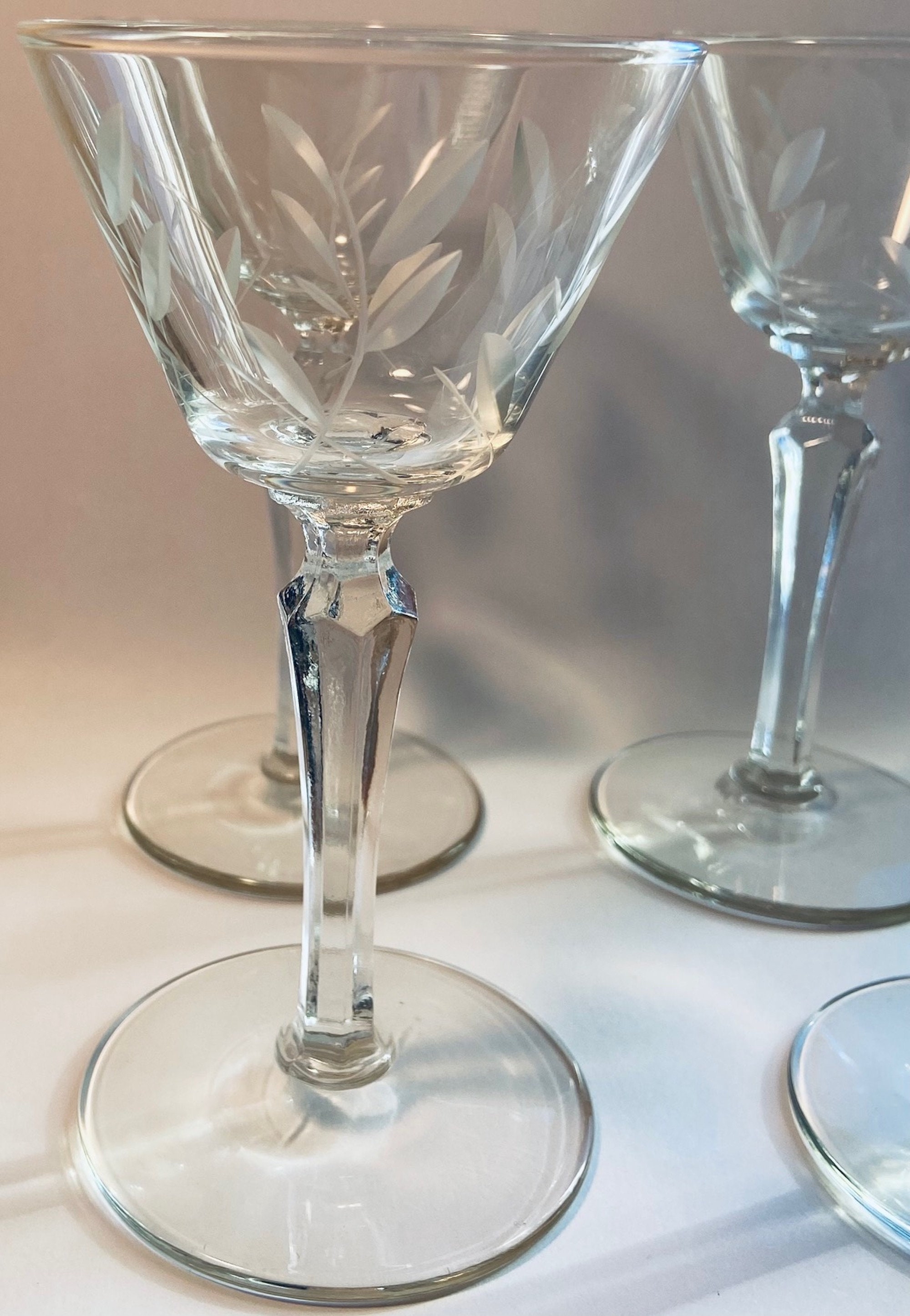 Priscilla by Libbey Glass, Handblown Cocktail/liquor, Six Side Cut Stem ...