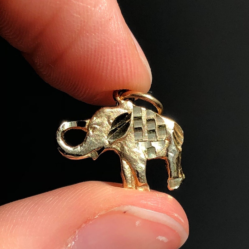 Gold Elephant Charm - Etsy