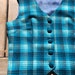 Vintage Blue Plaid Wool Vest S / Handmade Vest / Bright Wool Fashion ...