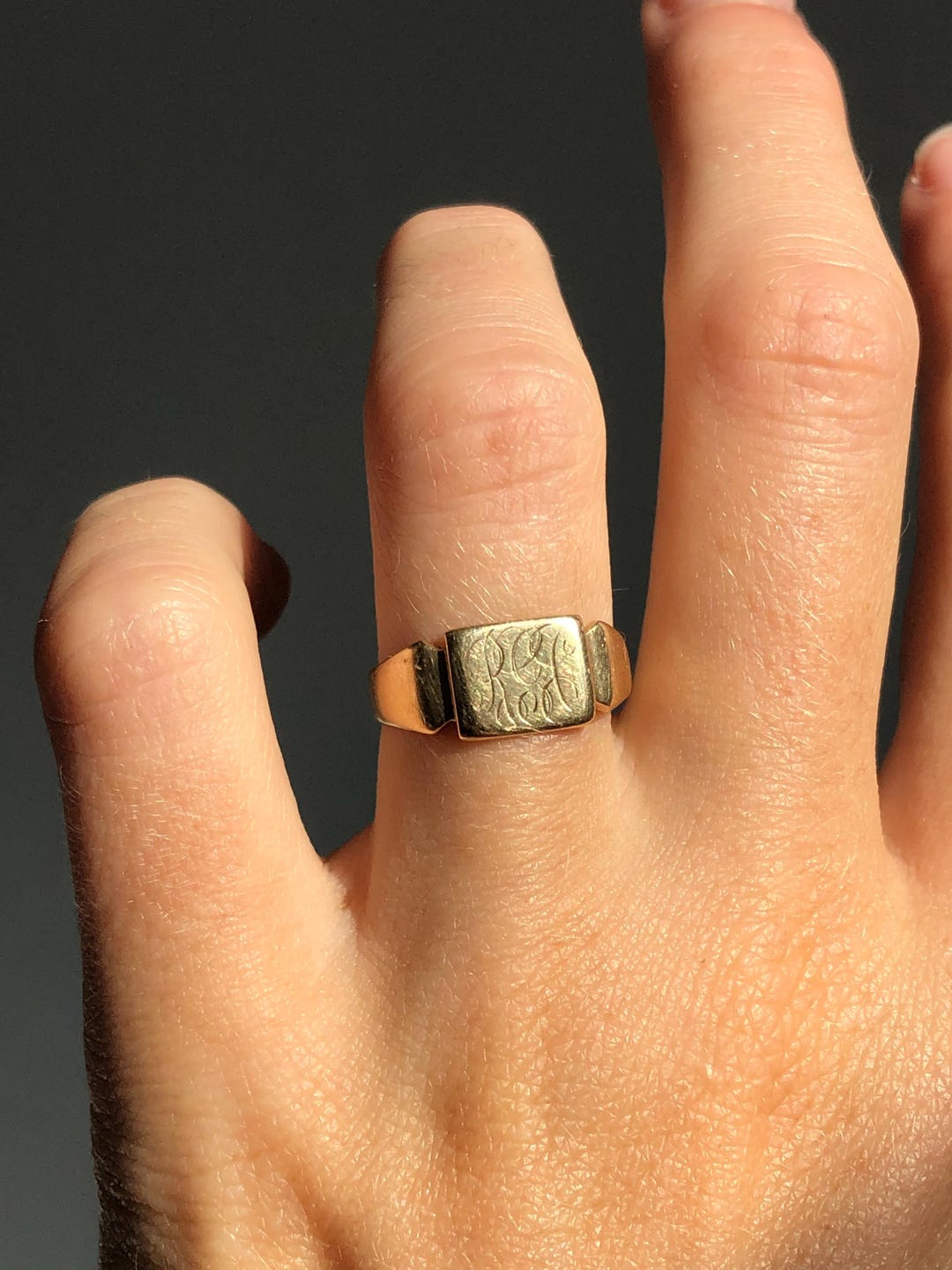 Antique 10k Gold Signet RGJ Signet Size 5.5 / R Initial / Vintage ...